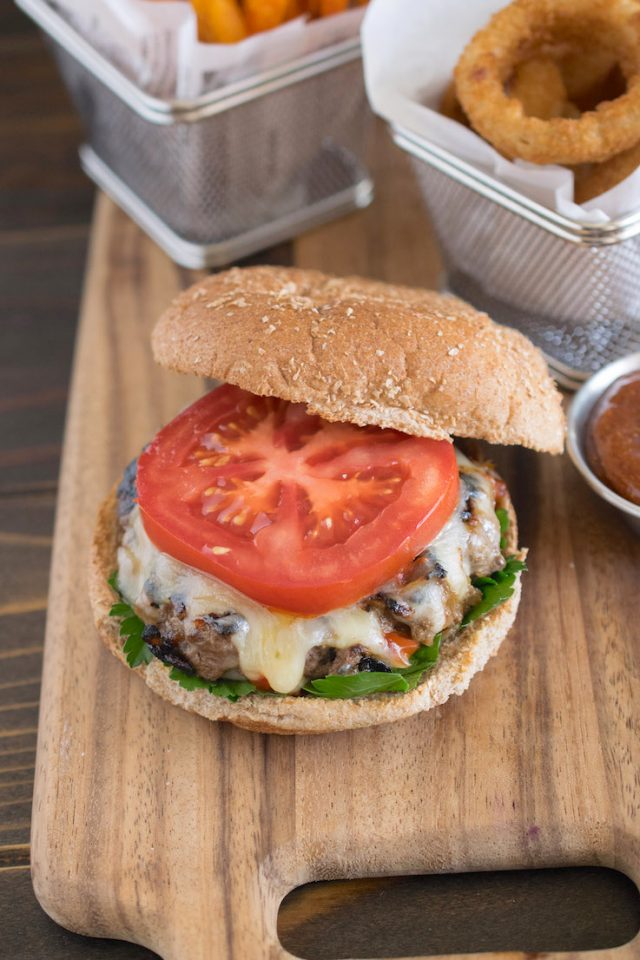 Caramelized Red Pepper & Onion Burger