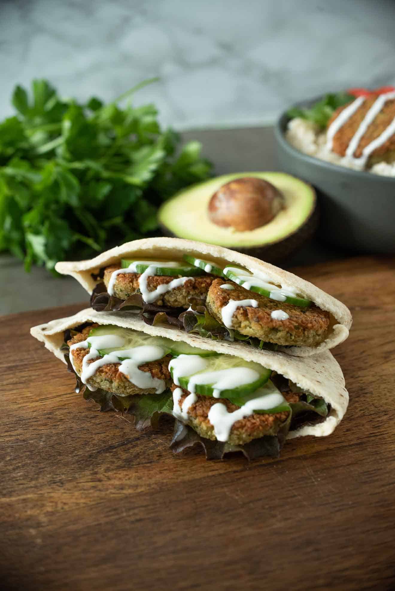 Crispy Baked Falafel with Yogurt Tahini Sauce - Culinary Ginger