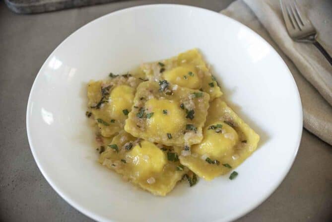 Lemon Ricotta Ravioli with Mint Butter Sauce - Culinary Ginger
