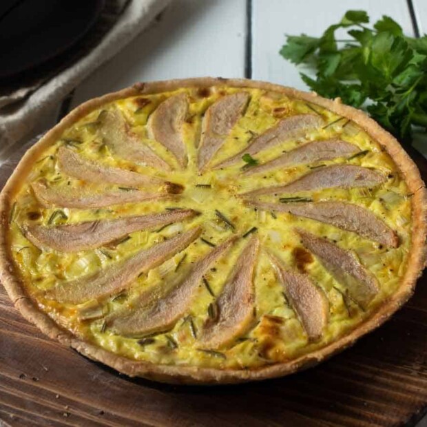 Pear and Goat Cheese Quiche - Culinary Ginger