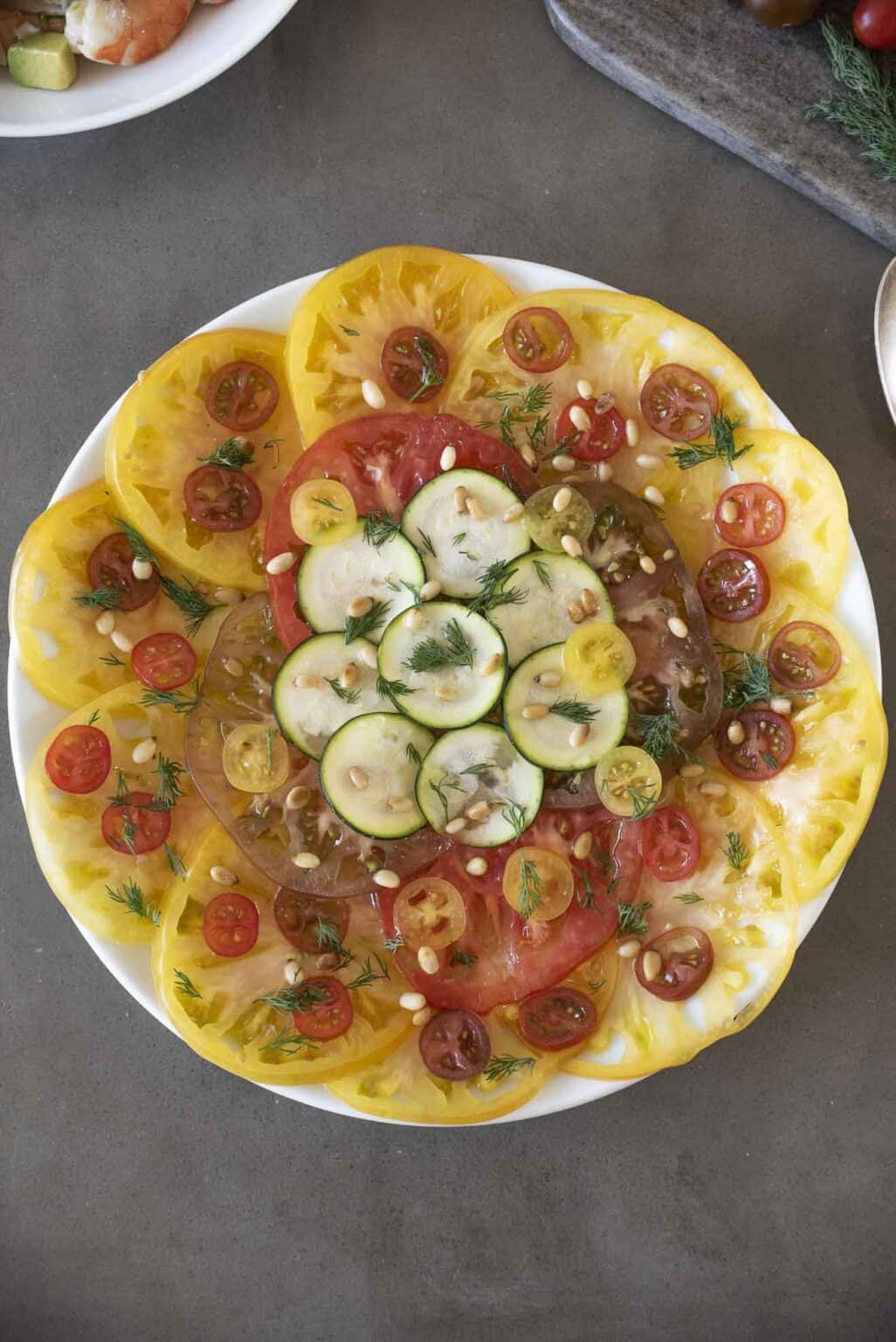 Tomato and Zucchini Carpaccio - Culinary Ginger